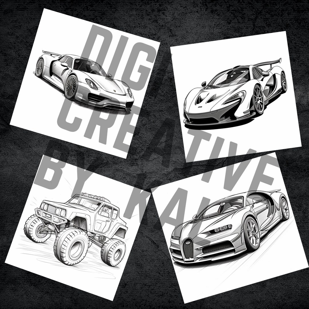 Car Coloring Book 80 Exciting Designs Featuring Supercars, Pickups, and ...