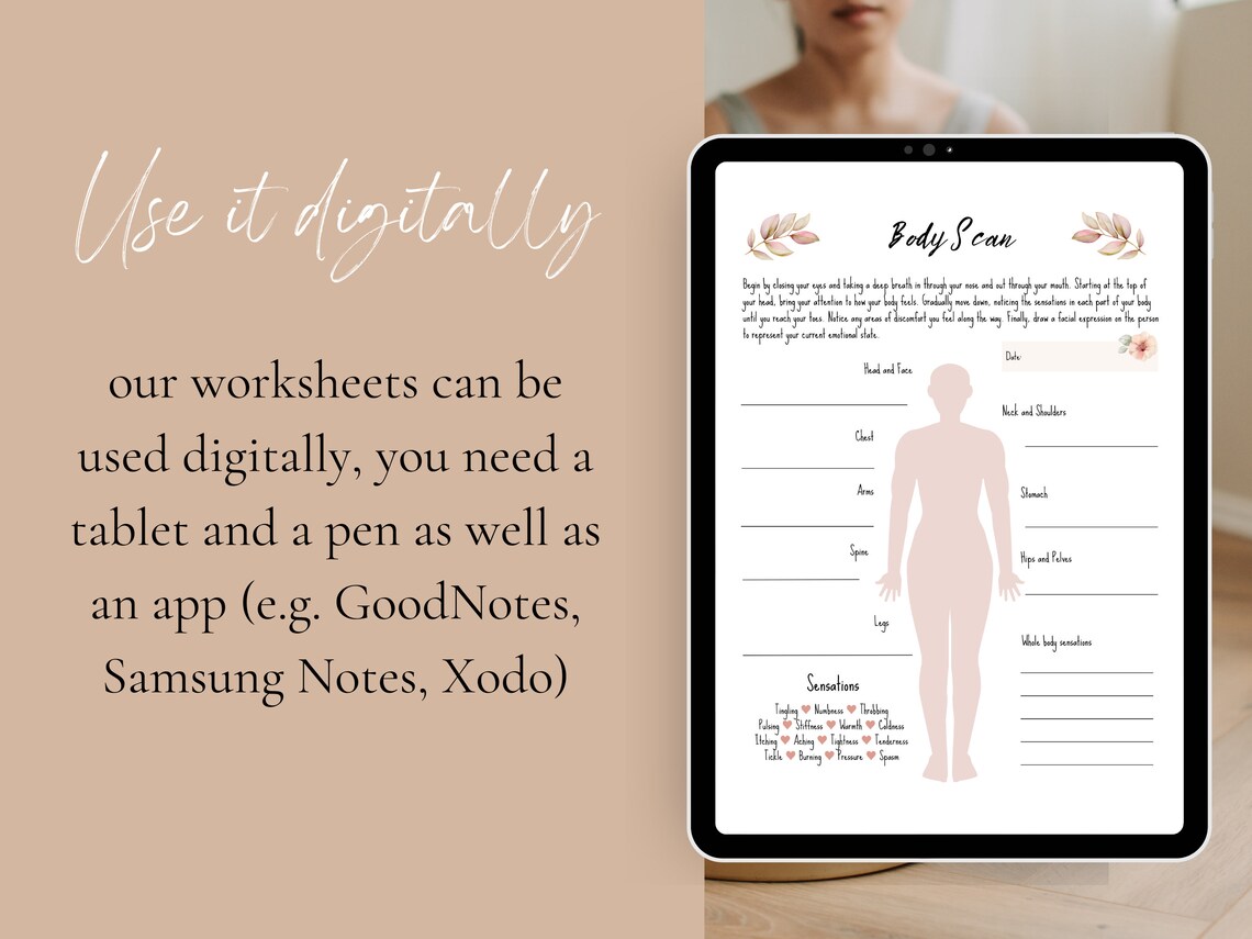 Mindfulness Meditation Worksheet, Body Scan, Develop Self-awareness ...