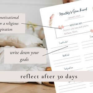 Focus on Your Aspirations and Goals, Monthly Vision Board Worksheet ...