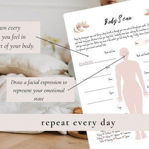 Mindfulness Meditation Worksheet, Body Scan, Develop Self-awareness ...