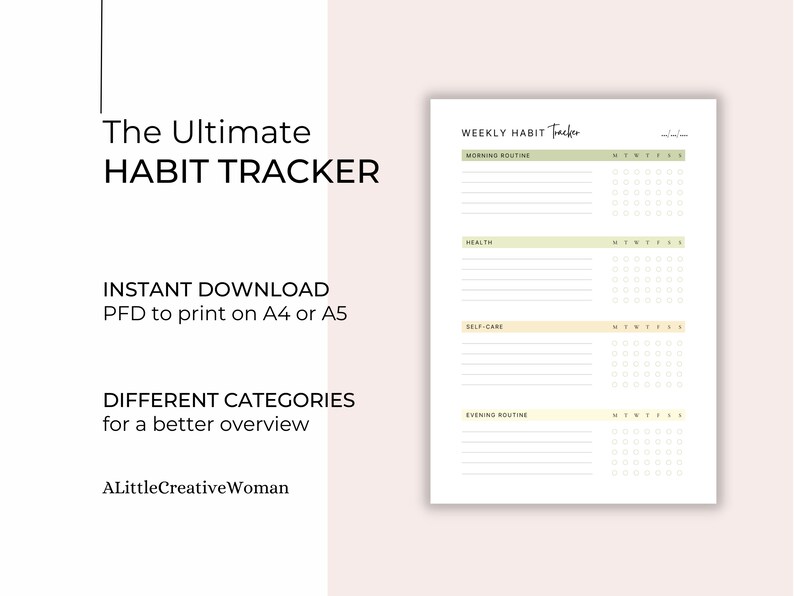 HABIT TRACKER Habit Tracker Printable Weekly Habit Tracker Mental ...