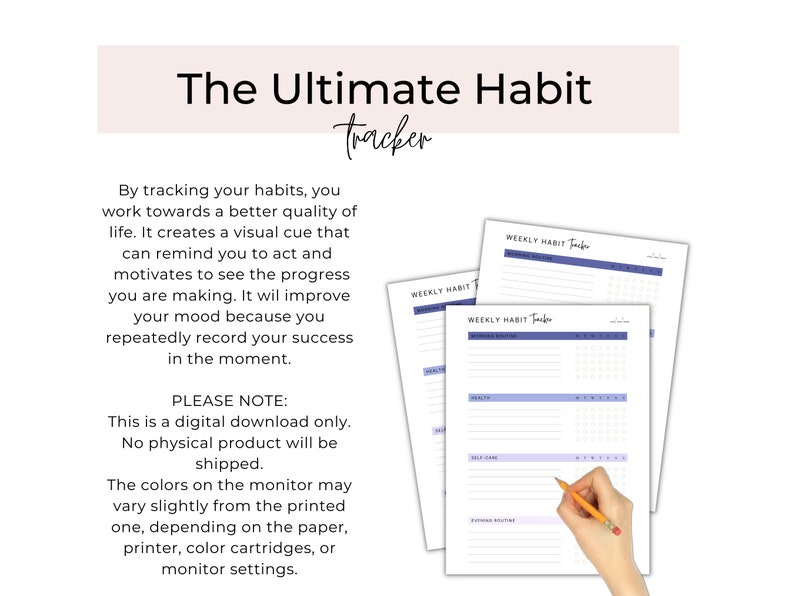 HABIT TRACKER Habit Tracker Printable Weekly Habit Tracker Mental ...