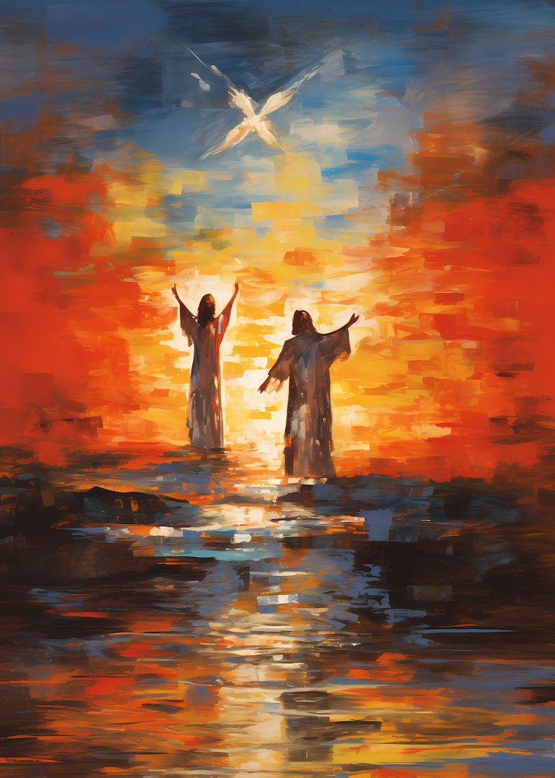 Baptism of Jesus Painting Expressionism Baptism of Christ - Etsy