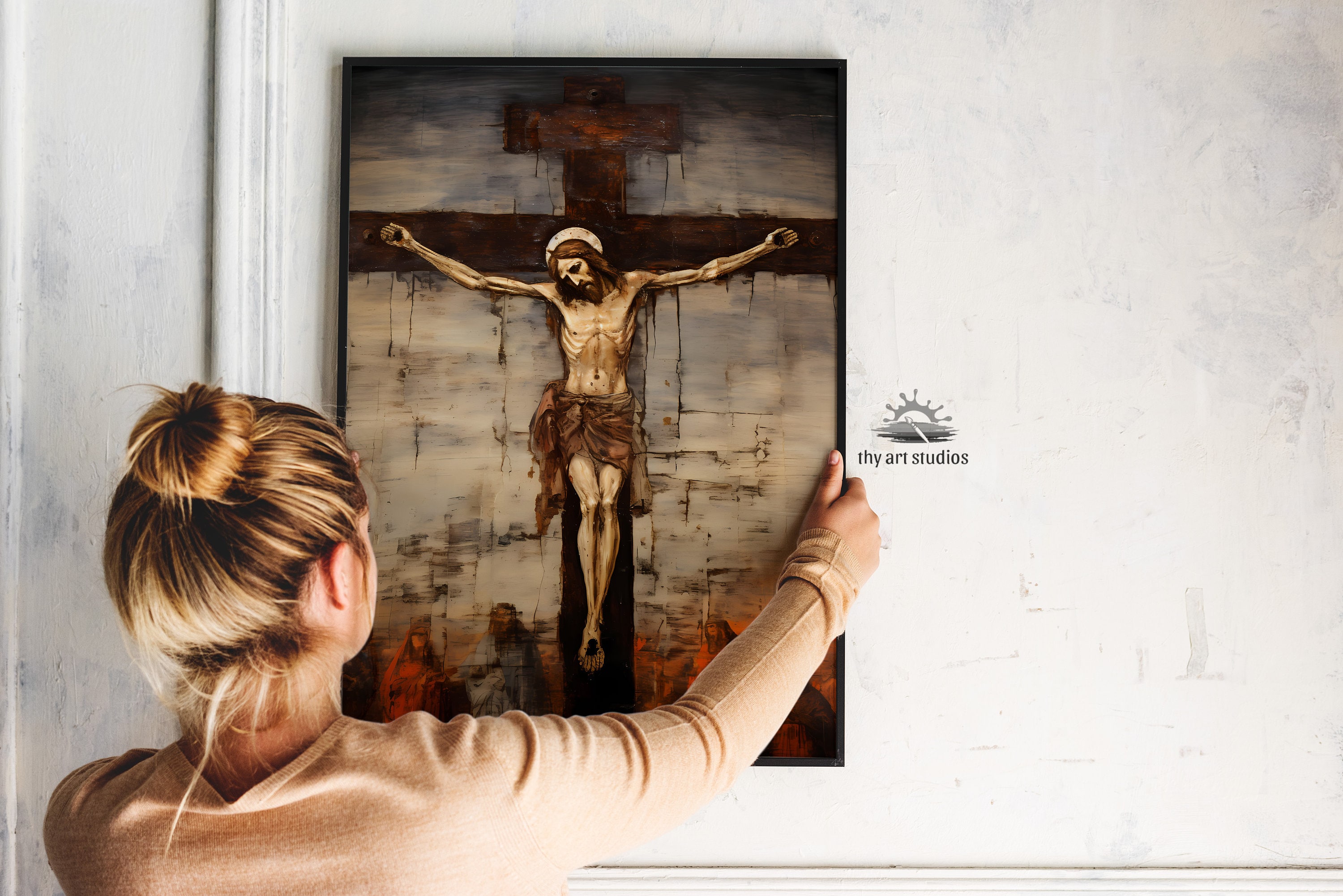 Crucifixion of Jesus Painting Early Christian Art Style - Etsy