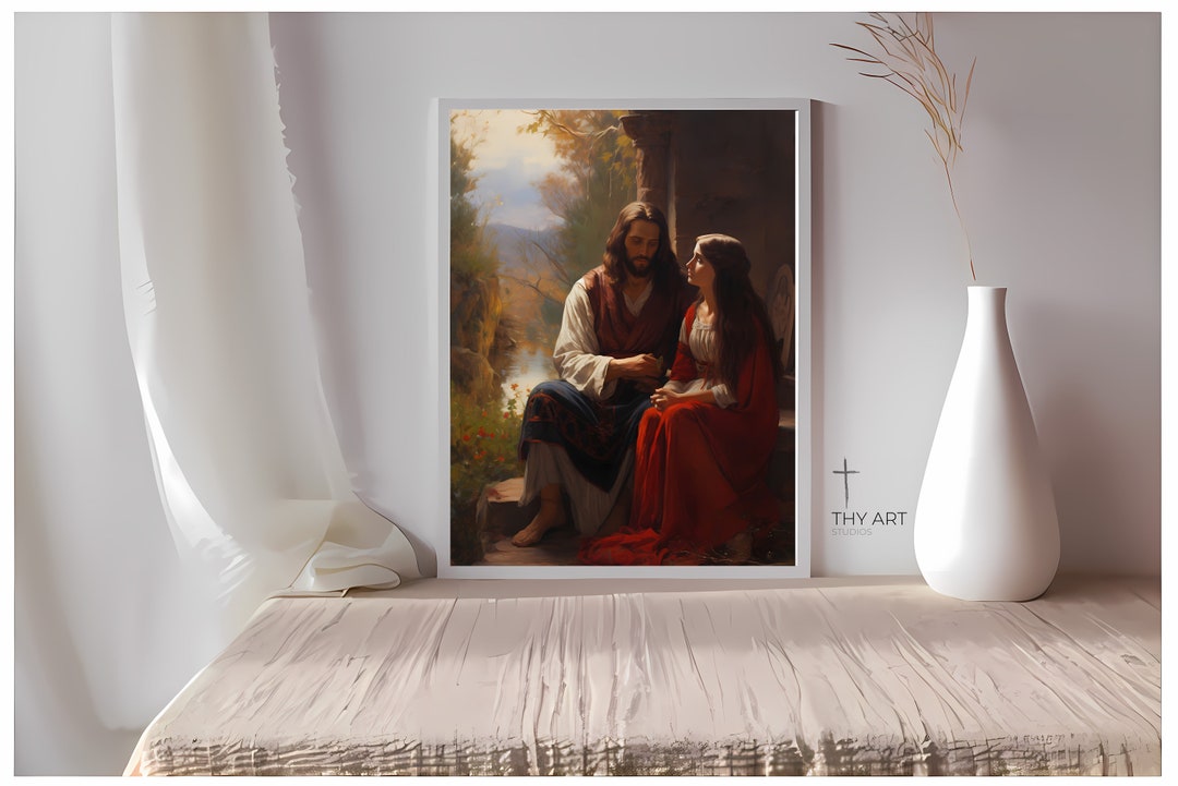 Jesus and Mary Magdalene Oil Painting, Sacred Embrace (digital Download ...