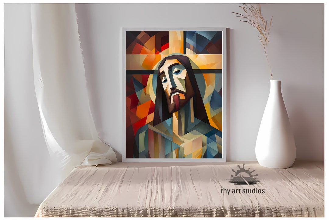 Cubism Jesus Wall Art, Jesus Modern Art, Jesus Digital Art, Christ ...