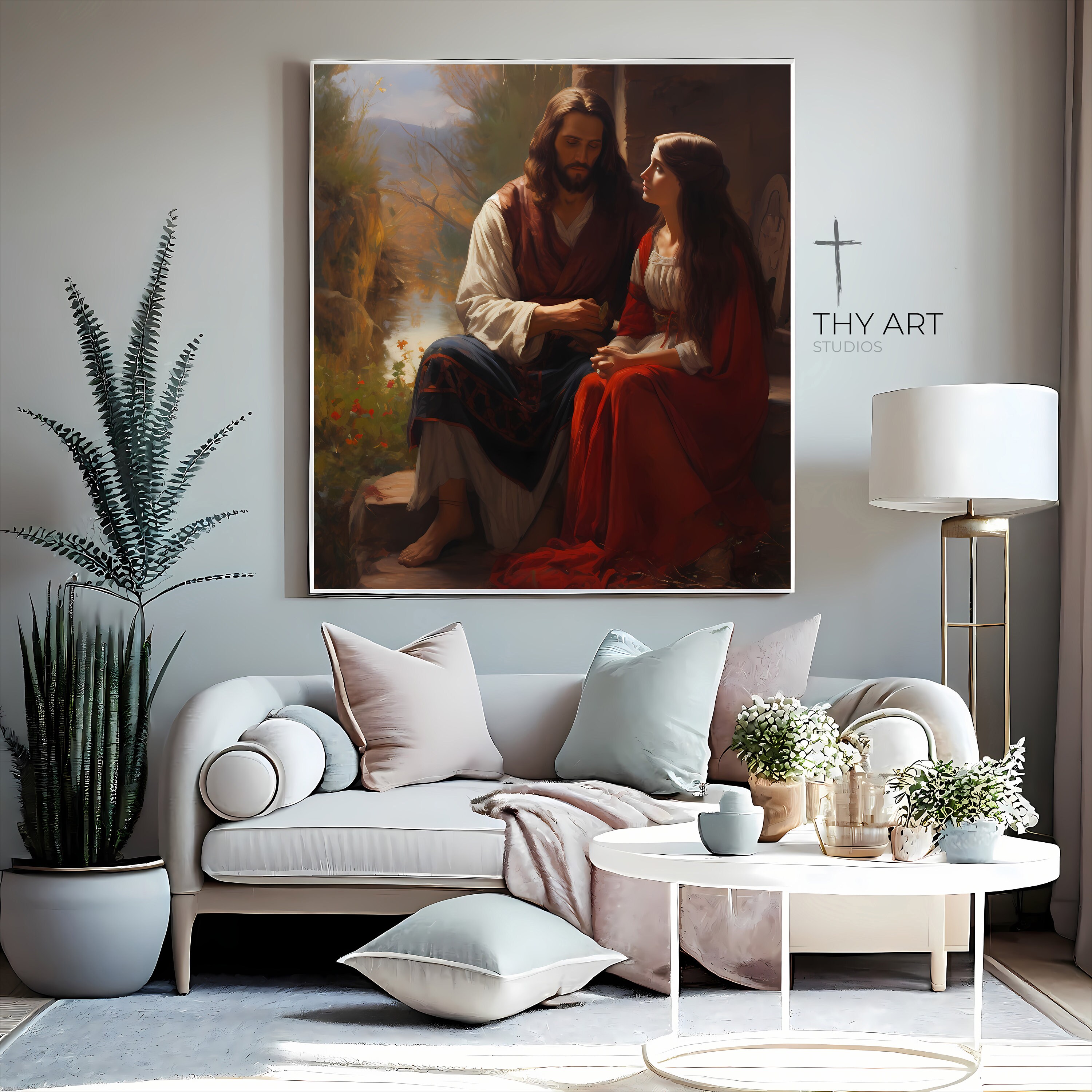 Jesus and Mary Magdalene Oil Painting, Sacred Embrace (digital Download ...