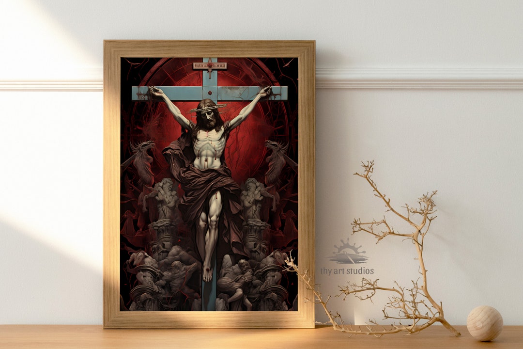Jesus Crucified on the Cross Renaissance Painting Jesus Being - Etsy