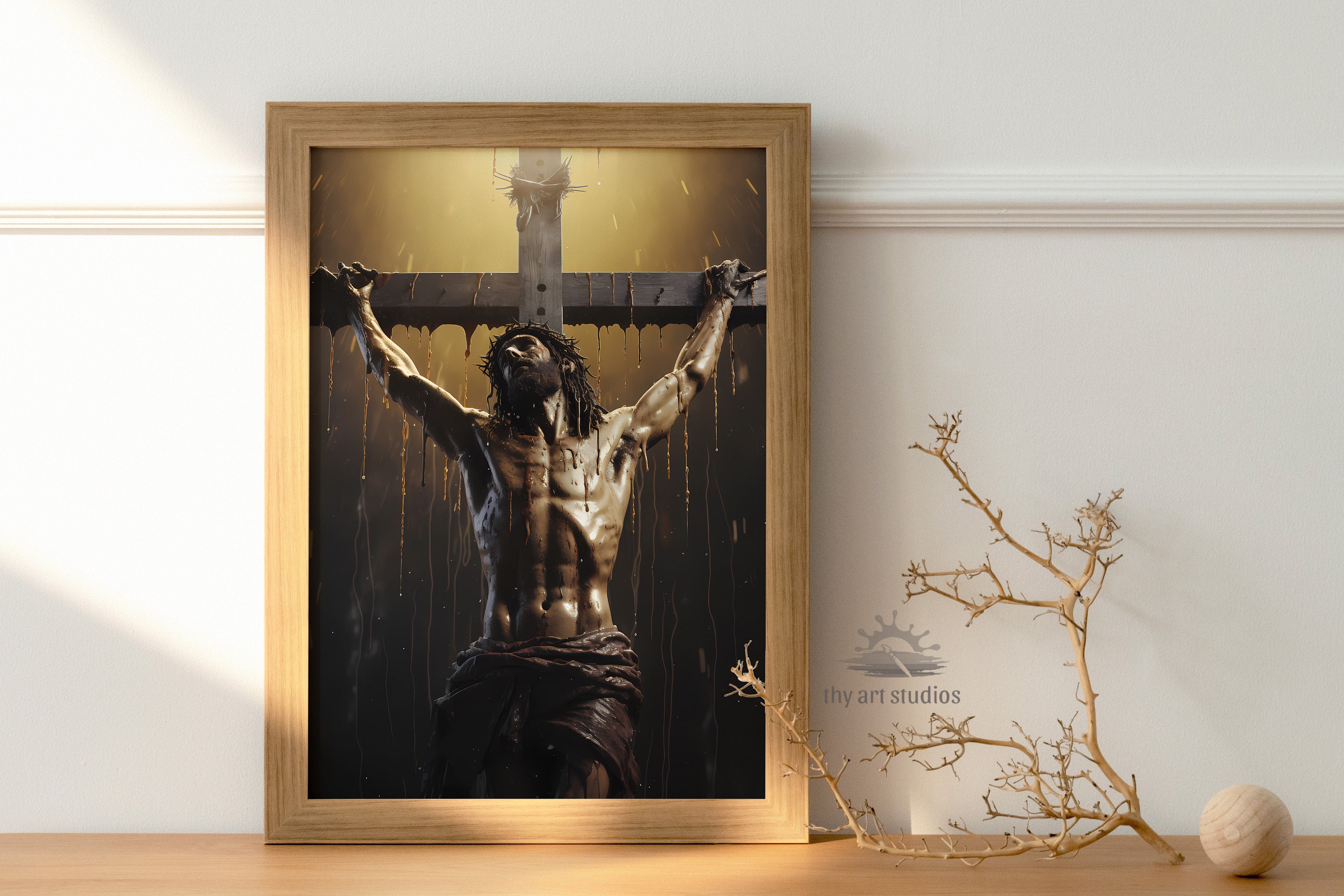 Christ on the Cross Painting, Perspective, Realistic Jesus Painting ...