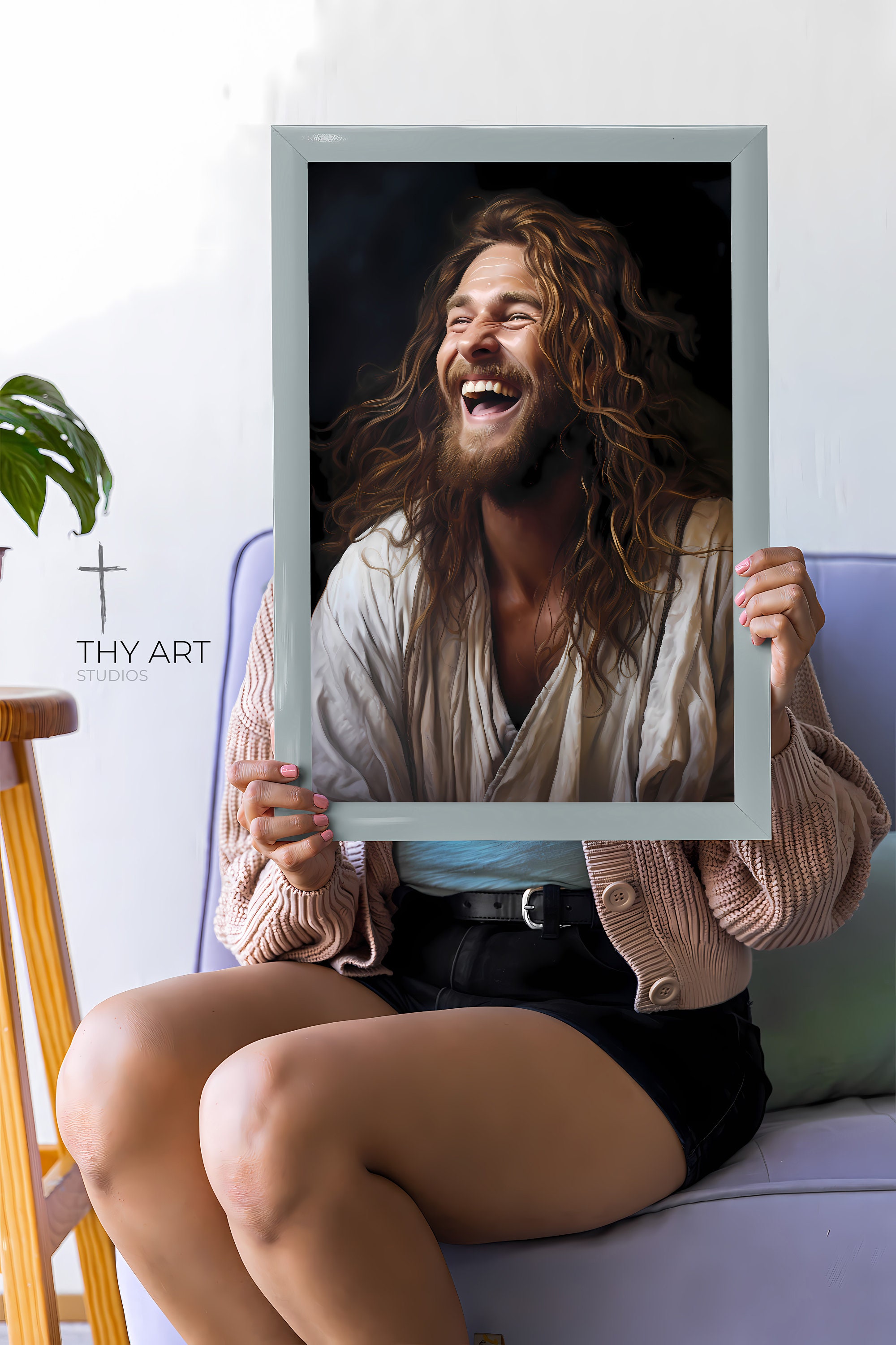 Jesus Smiling, Jesus Canvas Painting, Jesus Modern Art, Religious ...