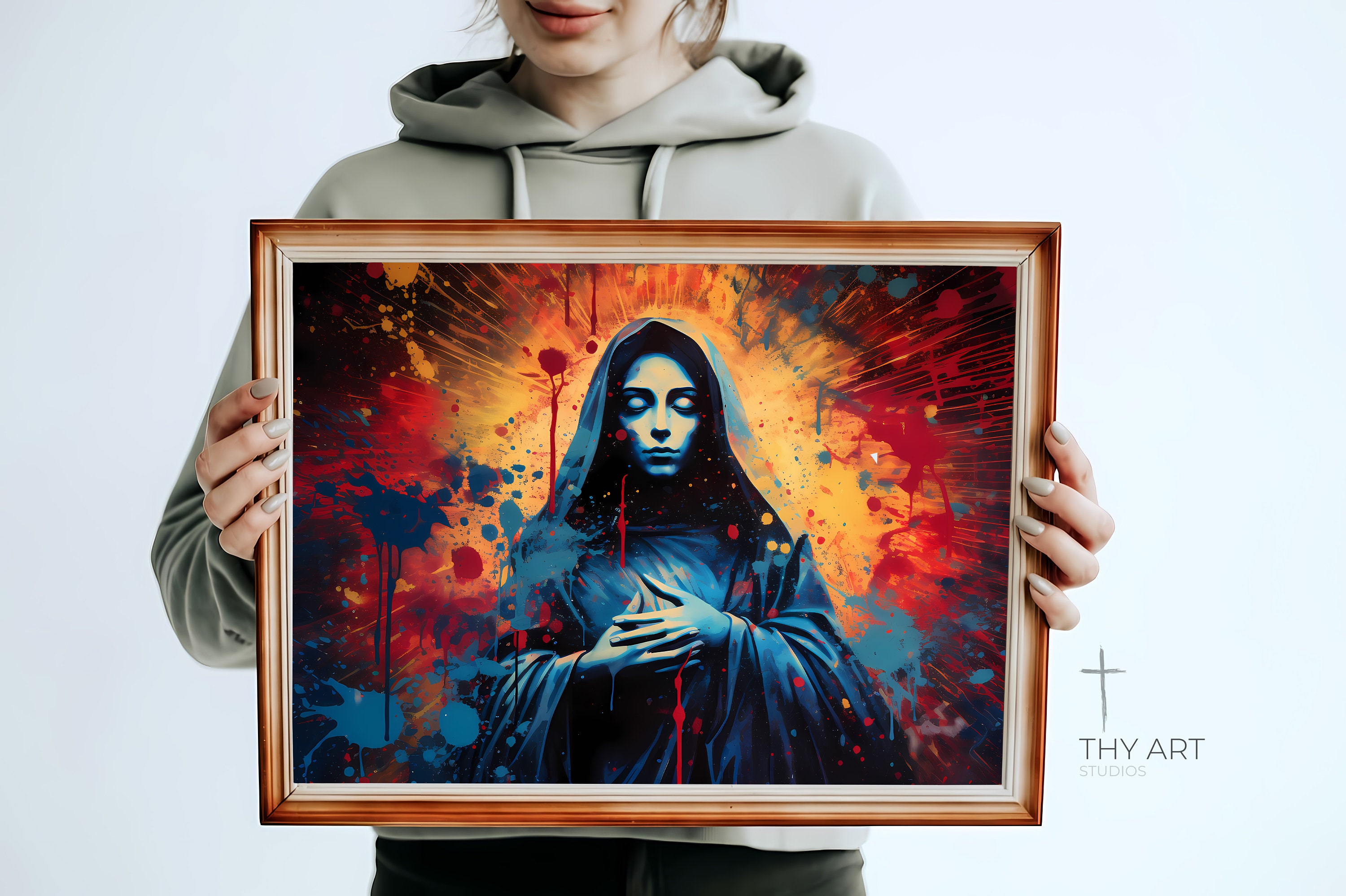 Virgin Mary Spray Paint Art, Modern Catholic Print (digital Download ...