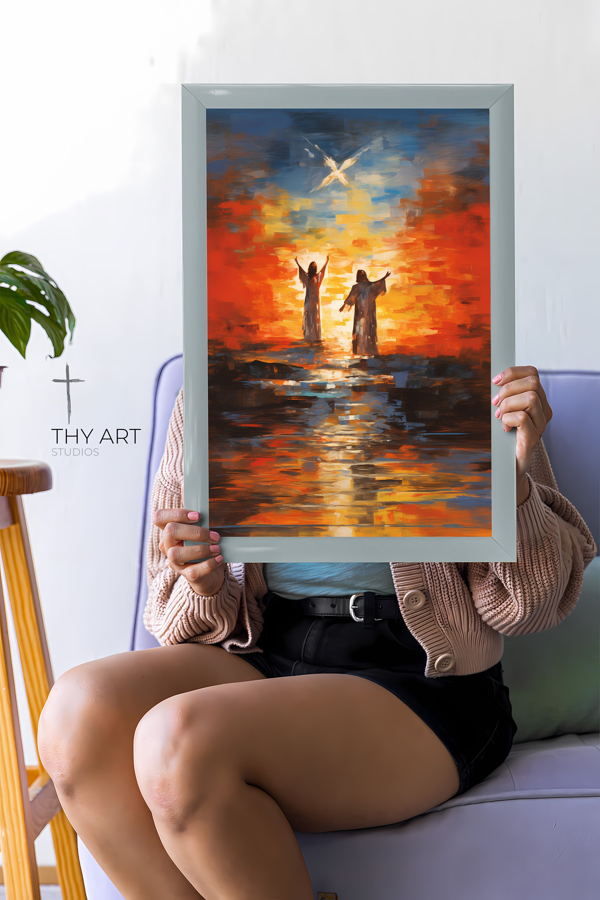 Baptism of Jesus Expressionist Painting, Religious Christian Art ...