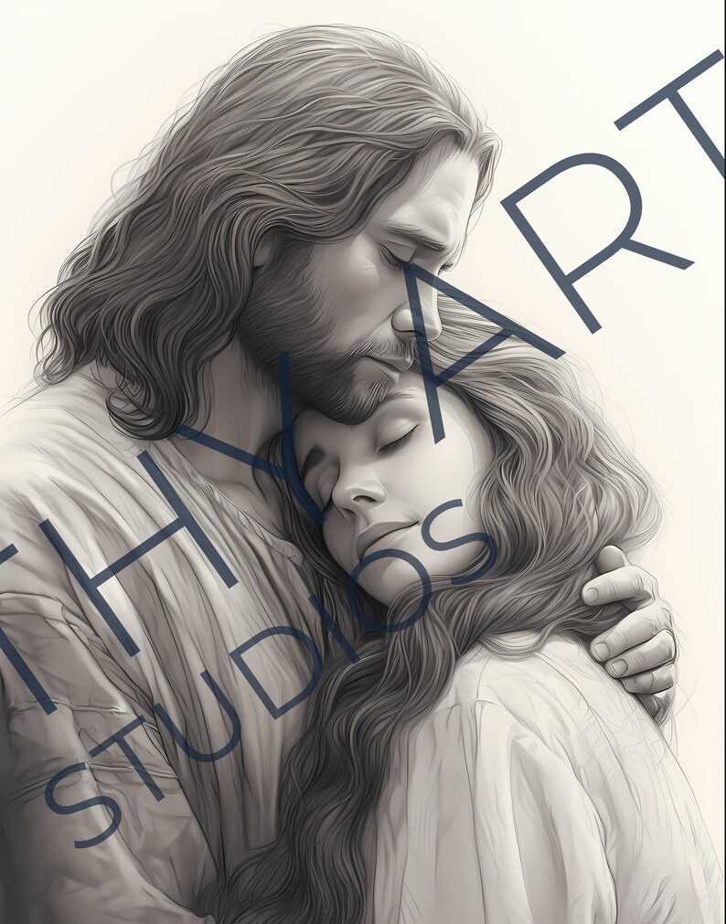 Jesus and Mary Magdalene, Pencil Sketch, Mary and Jesus Painting, Mary ...