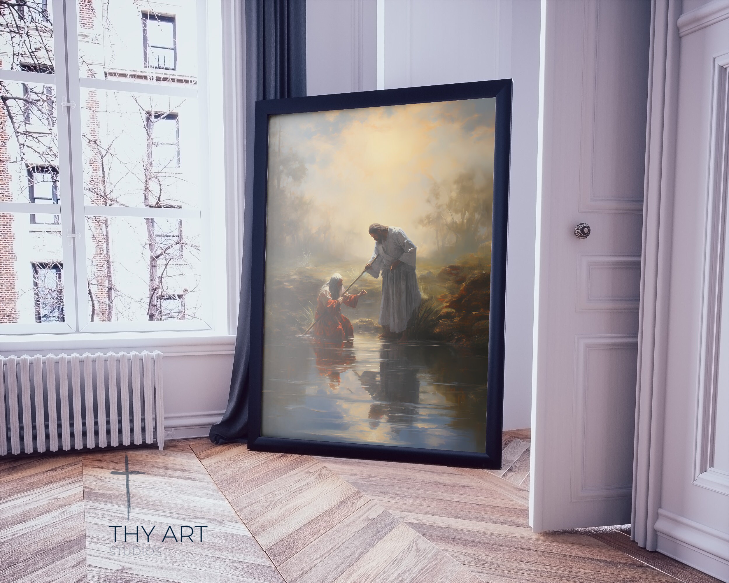 The Baptism of the Lord, Oil Painting, Jesus Baptism in the Jordan ...