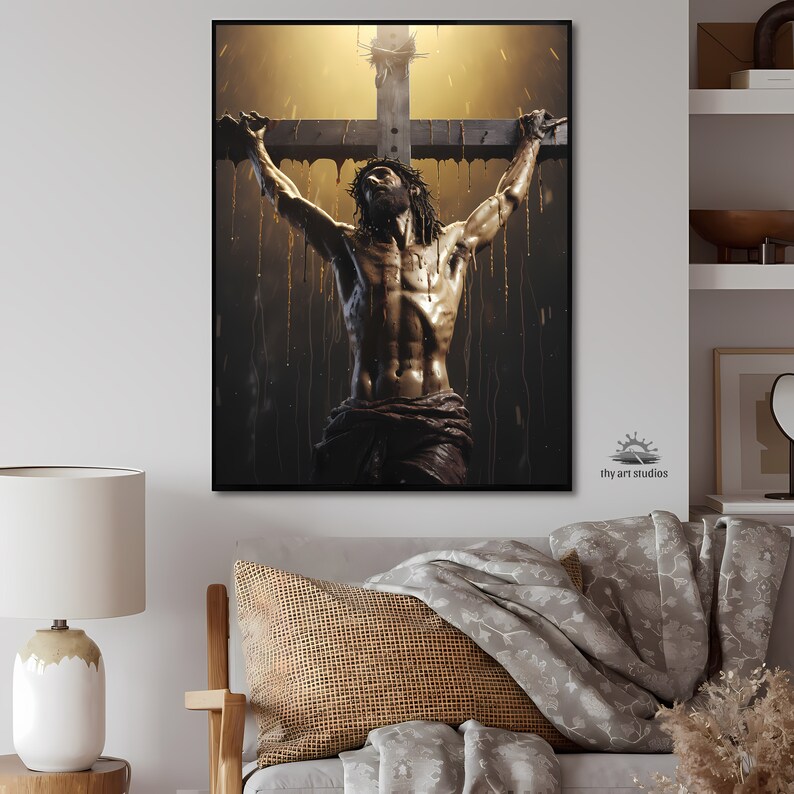 Christ on the Cross Painting, Perspective, Realistic Jesus Painting ...