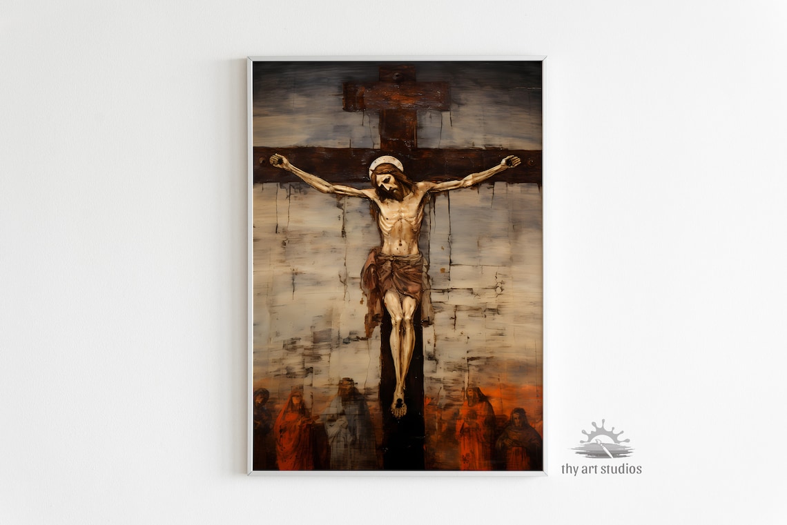 Crucifixion of Jesus Painting Early Christian Art Style - Etsy