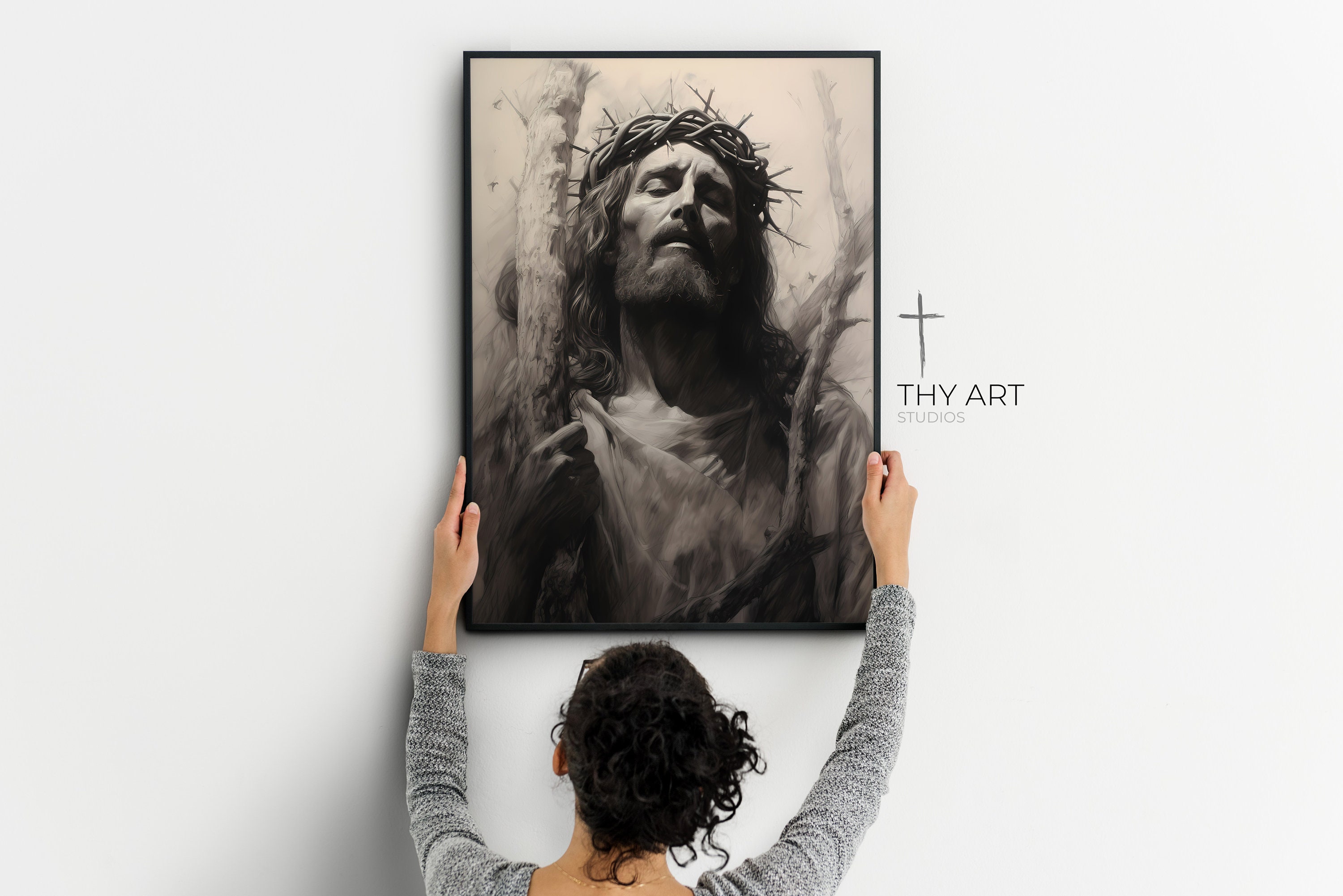 Jesus Christ Charcoal Drawing Print, Christian Wall Art (digital ...