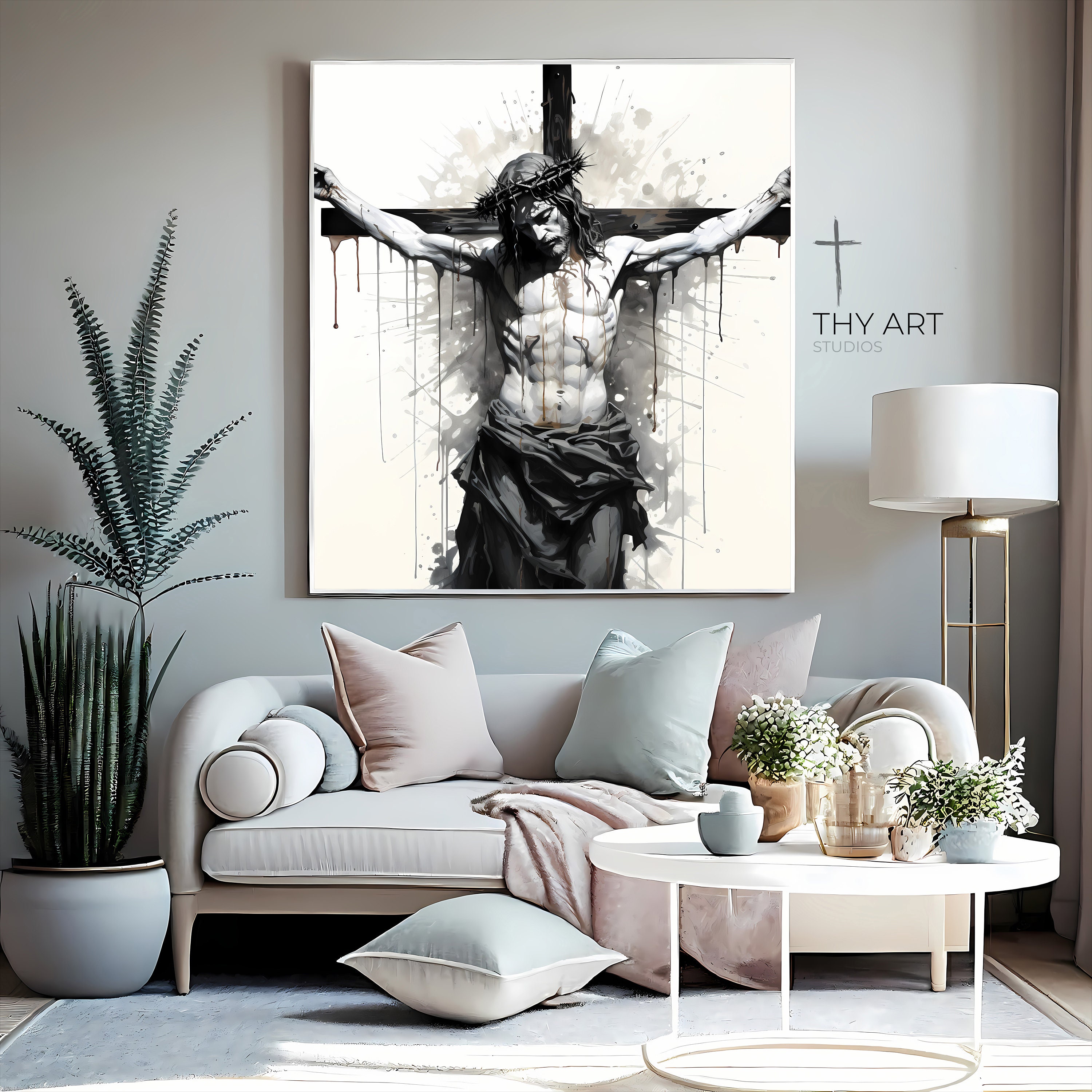 Jesus Christ Crucifixion Ink Art Print (digital Download) - Etsy