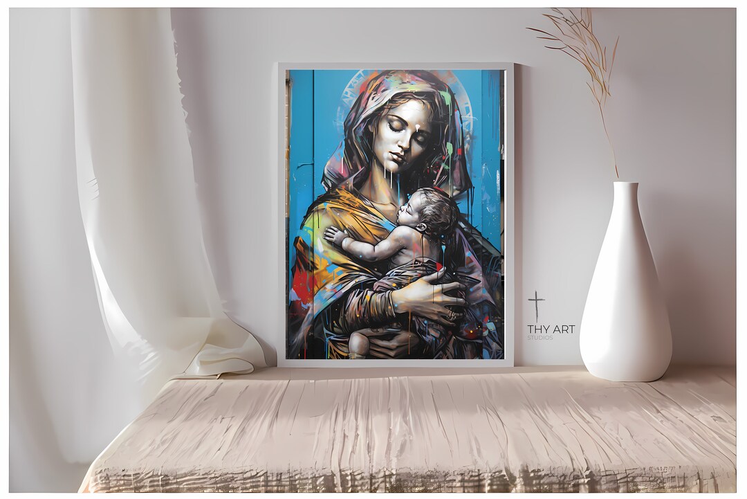 Mary and Christ Graffiti Art Print, Mother and Child (digital Download ...