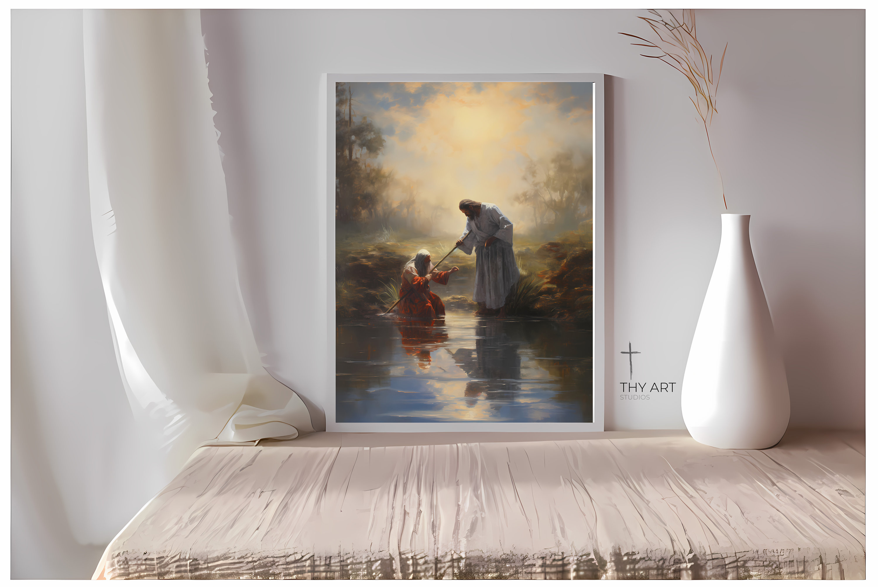 The Baptism of the Lord, Oil Painting, Jesus Baptism in the Jordan ...