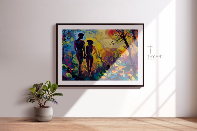 Adam and Eve Abstract Painting, Garden of Eden Art (digital Download ...