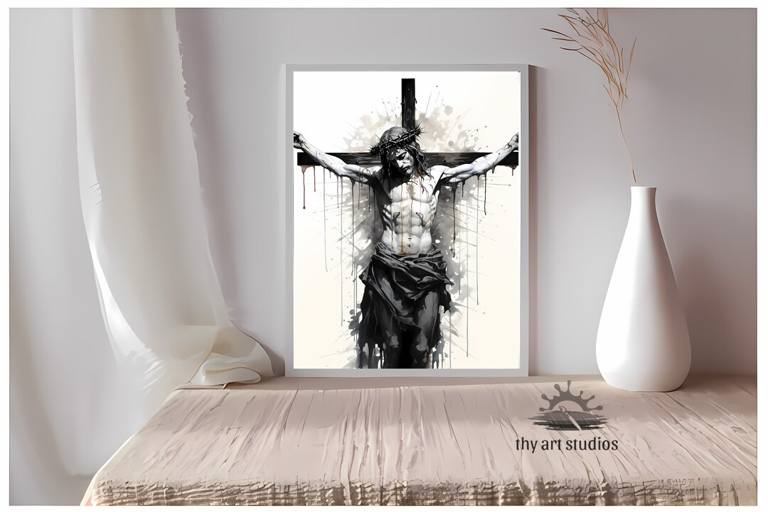 Jesus Christ Picture on the Cross Ink Art Christ Painting - Etsy