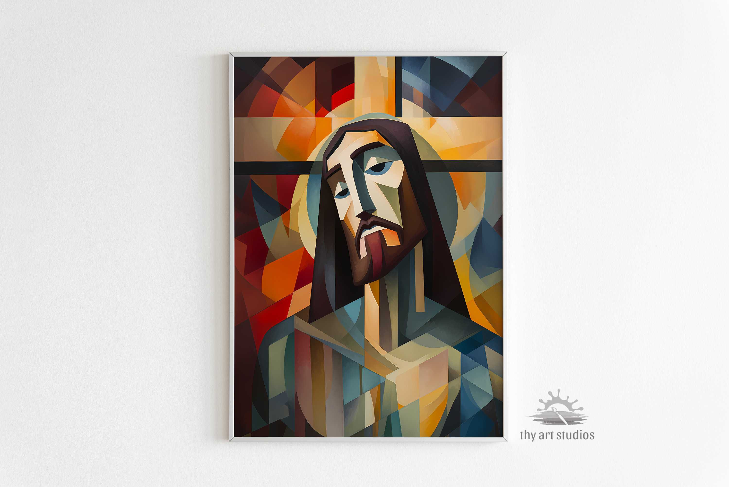 Cubism Jesus Wall Art, Jesus Modern Art, Jesus Digital Art, Christ ...