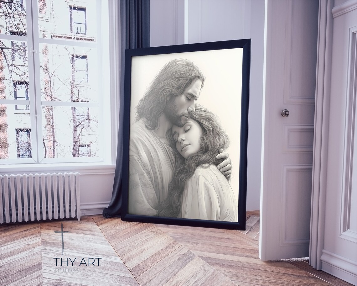 Jesus and Mary Magdalene, Pencil Sketch, Mary and Jesus Painting, Mary ...