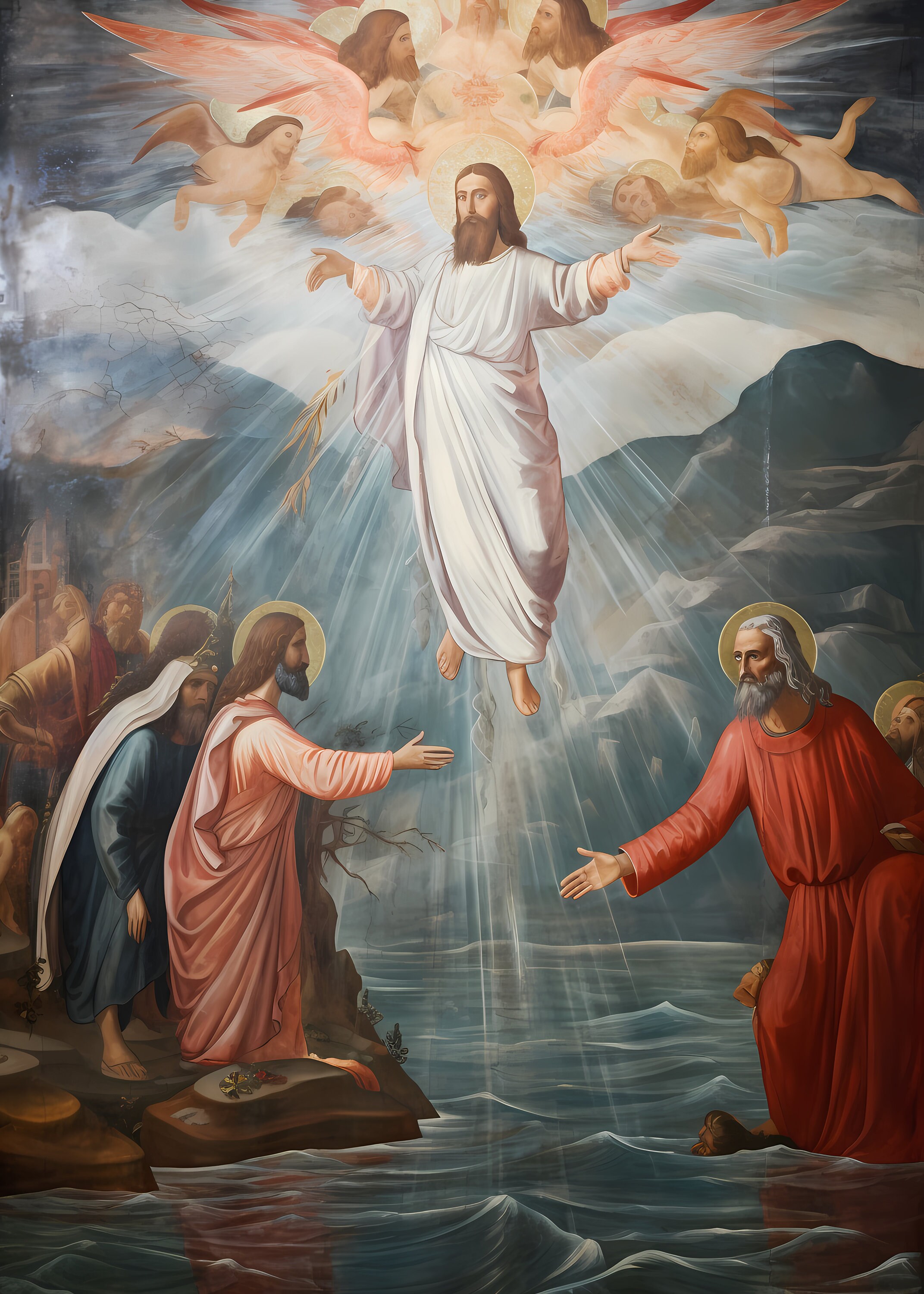 Vintage Religious Art Jesus Baptism Art Fresco Style - Etsy