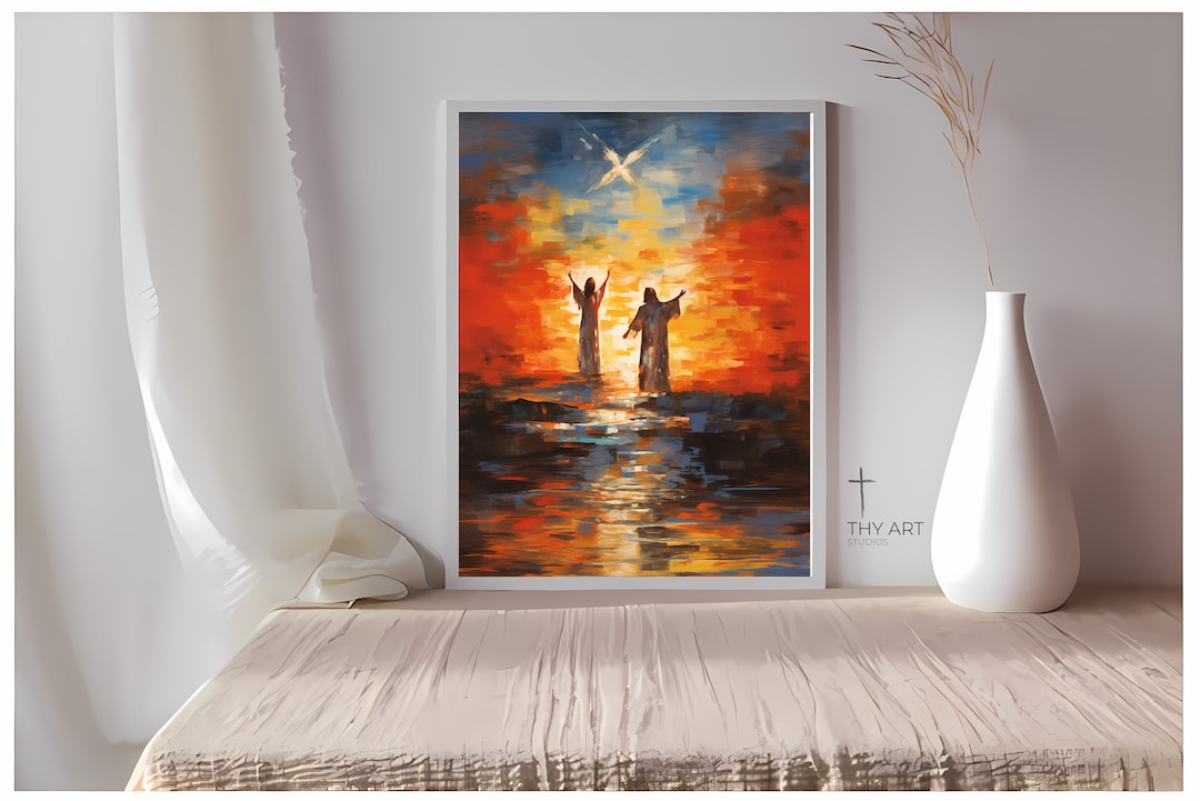 Baptism of Jesus Painting, Expressionism, Baptism of Christ Painting ...