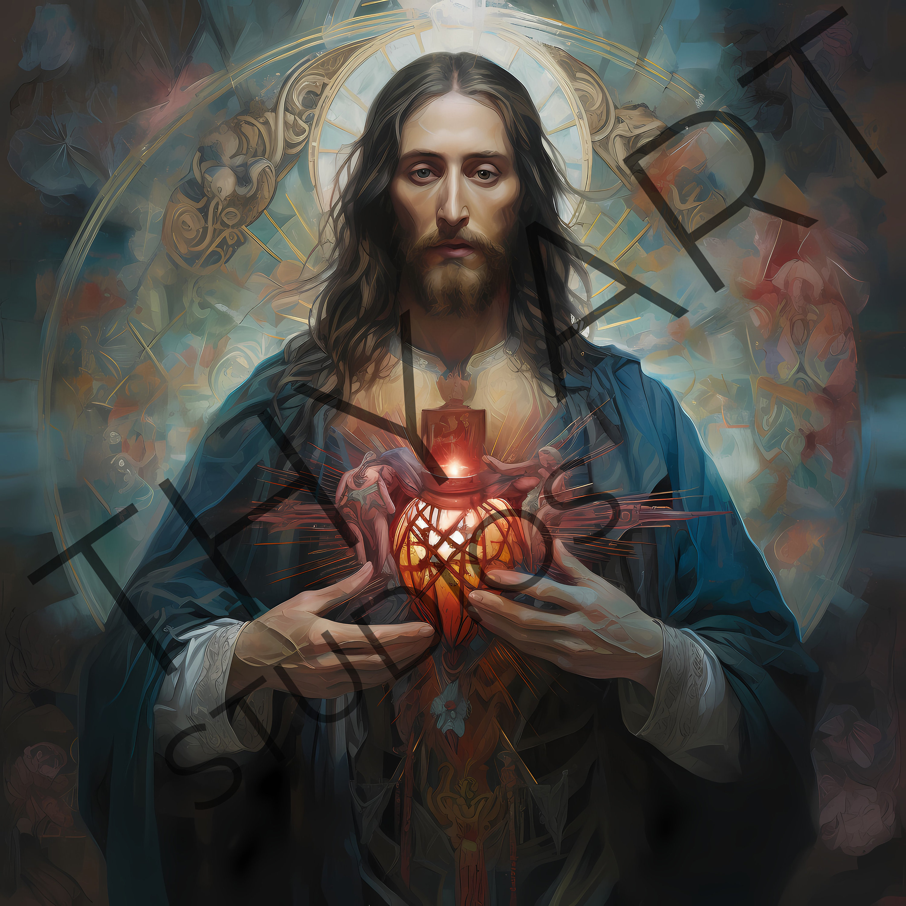 Jesus Christ Sacred Heart Immaculate Heart of Jesus Jesus - Etsy