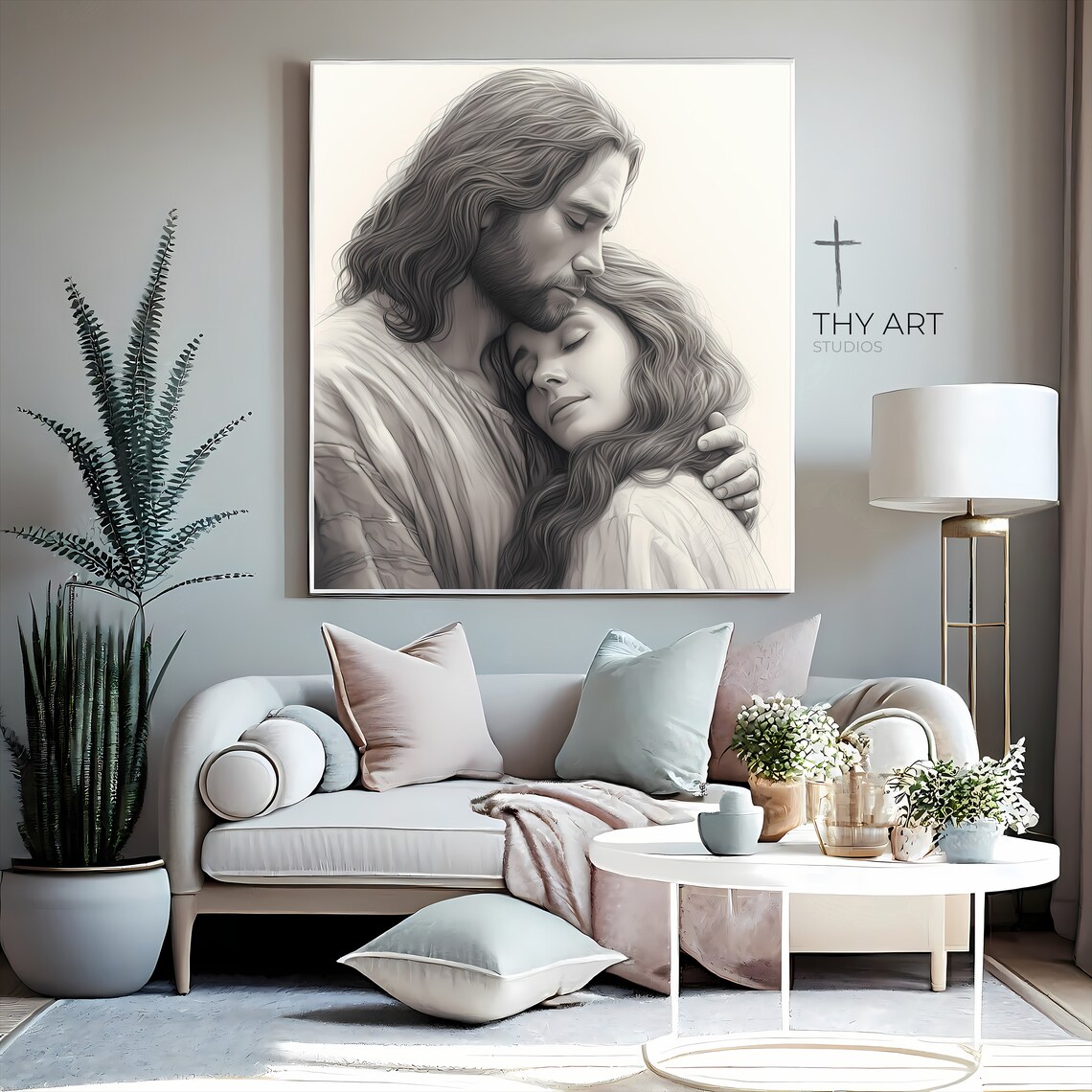 Jesus and Mary Magdalene, Pencil Sketch, Mary and Jesus Painting, Mary ...