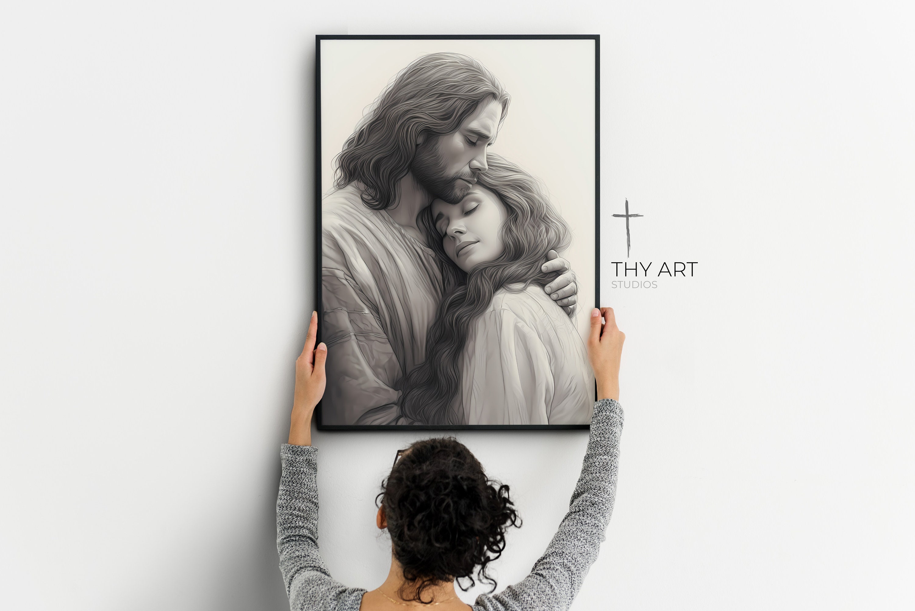 Jesus and Mary Magdalene, Pencil Sketch, Mary and Jesus Painting, Mary ...