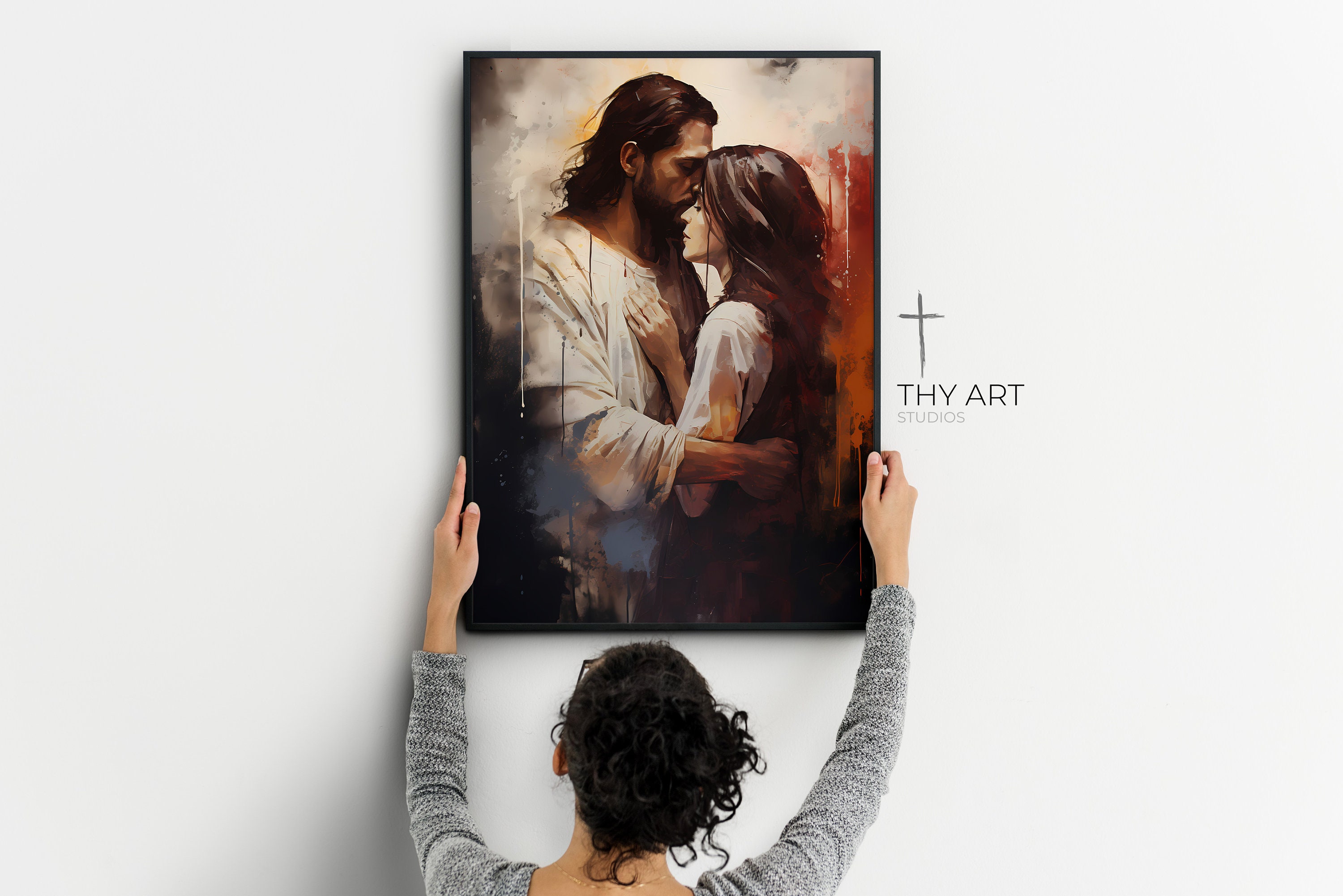 Jesus and Mary Magdalene Art Print, Sacred Embrace (digital Download ...