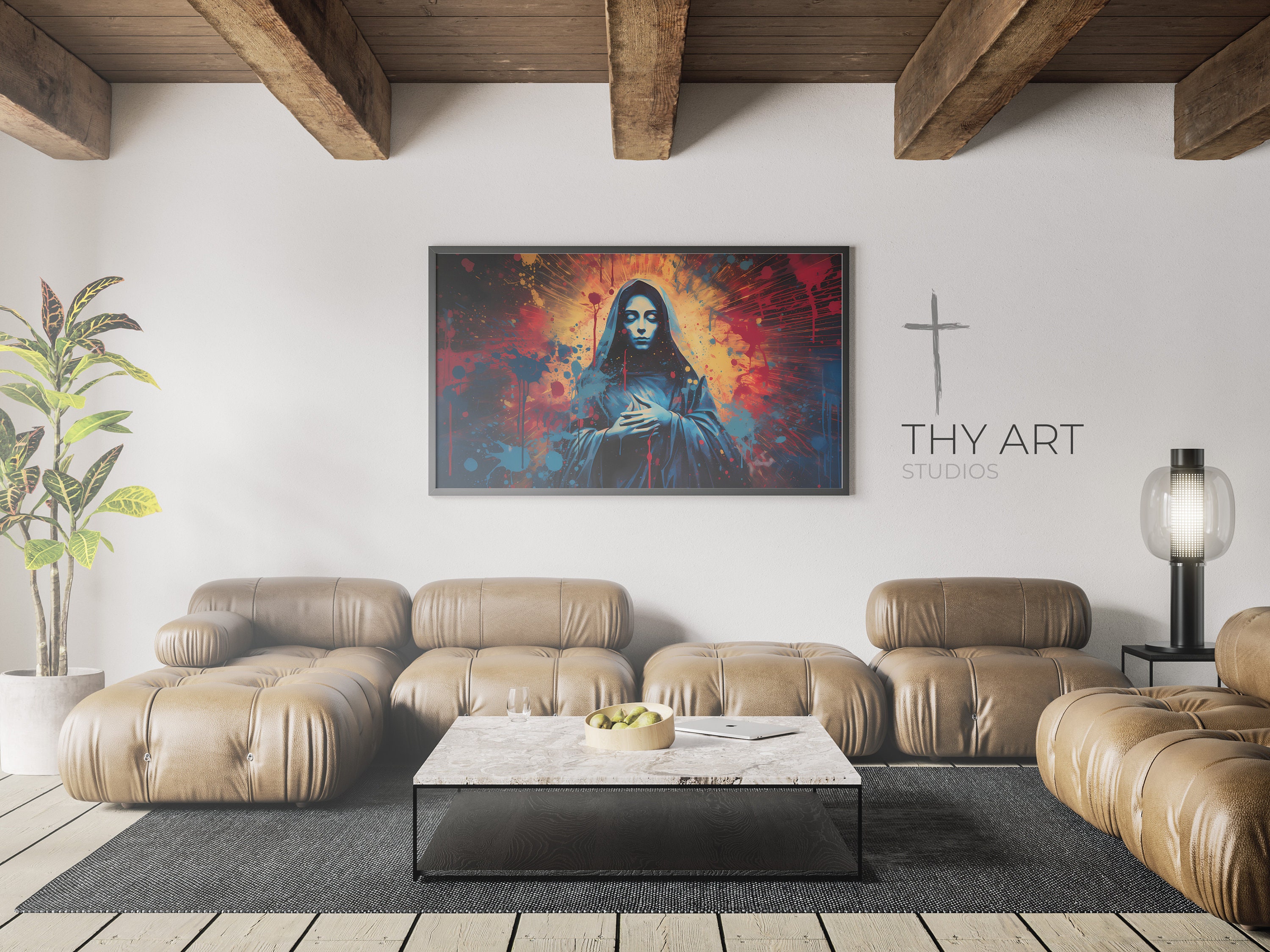 Virgin Mary Spray Paint Art, Modern Catholic Print (digital Download ...