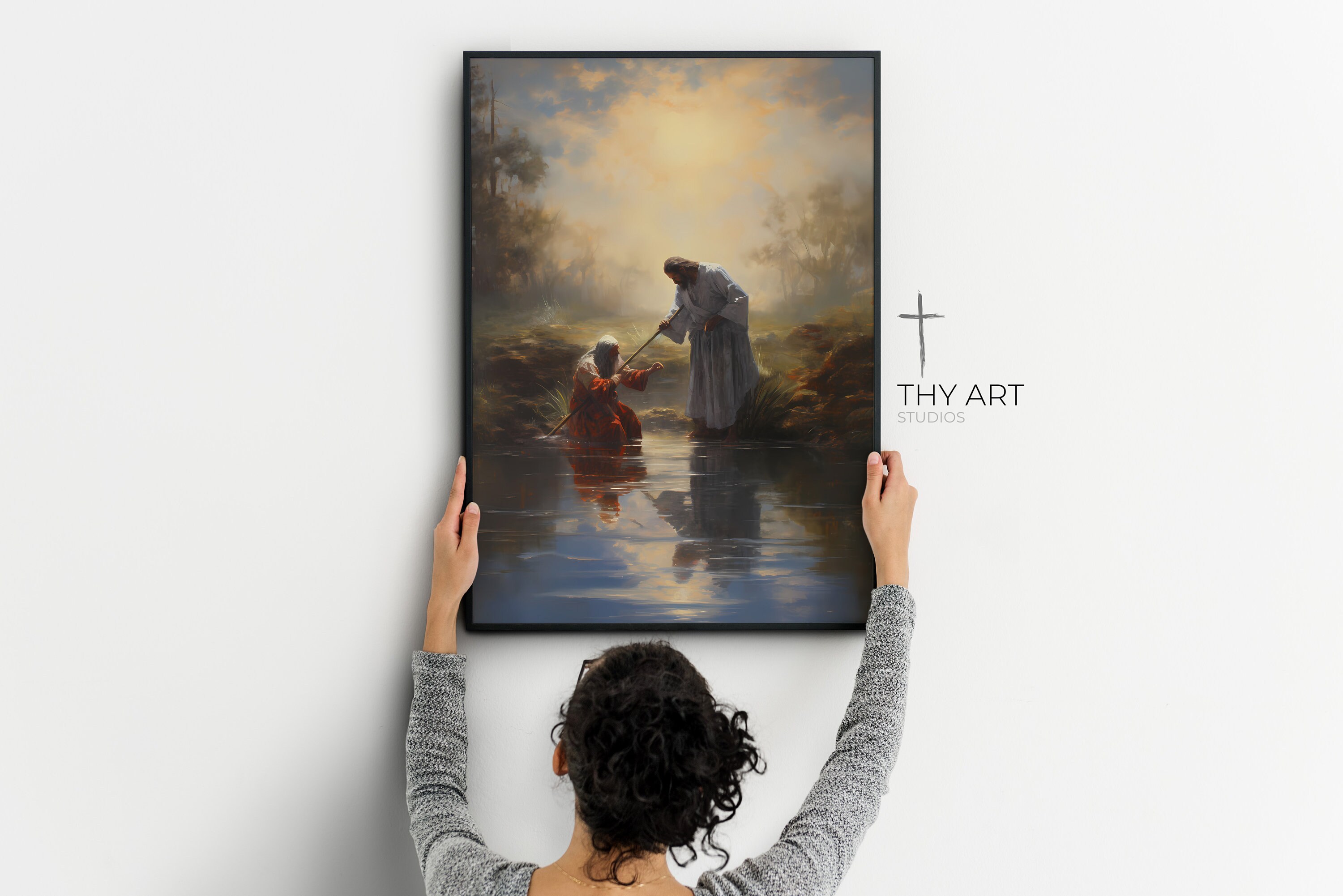 The Baptism of the Lord, Oil Painting, Jesus Baptism in the Jordan ...