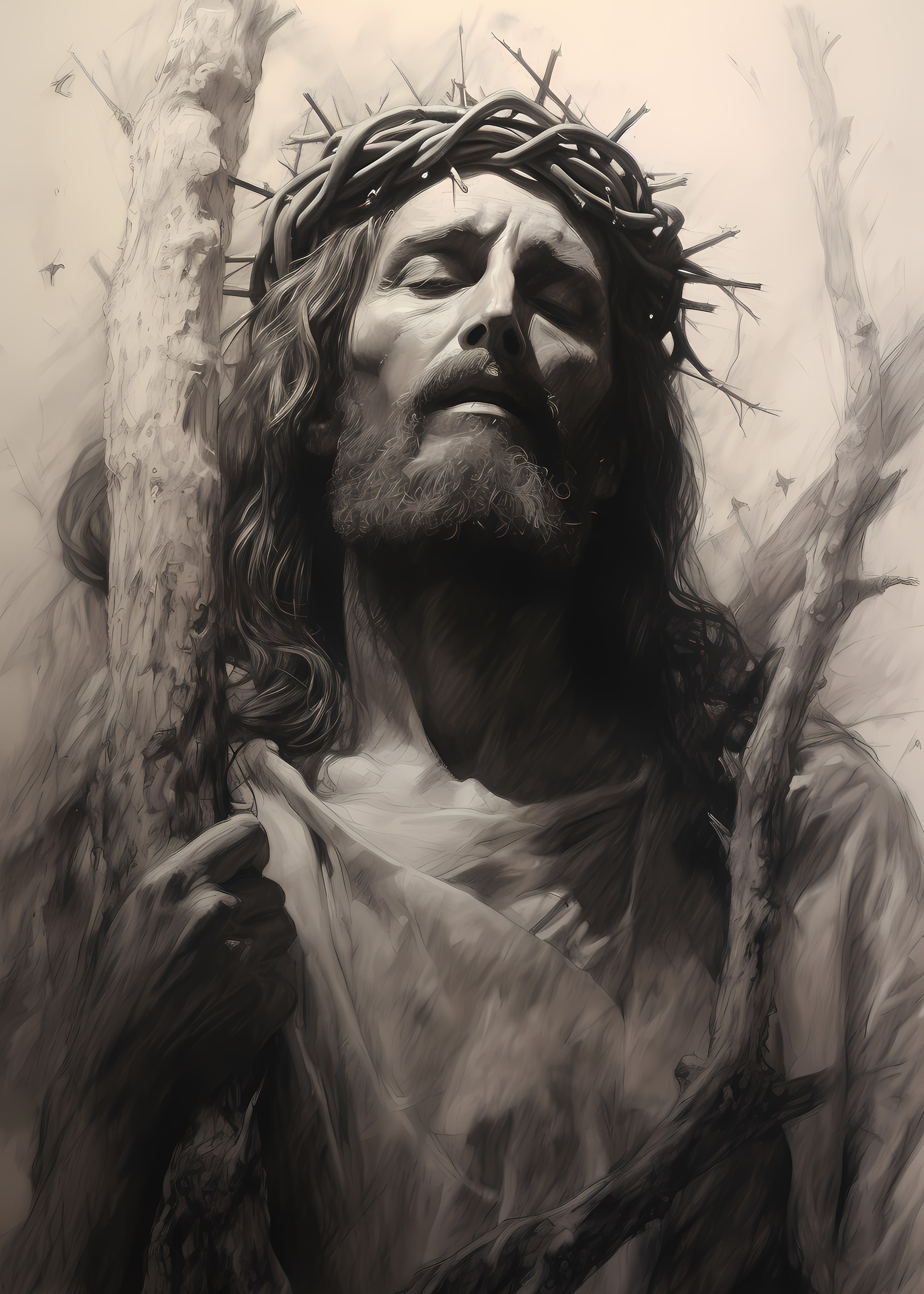 Charcoal Drawing of Jesus Print Christian Wall Decor - Etsy