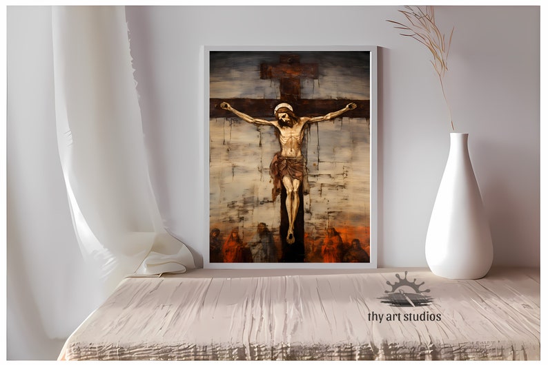 Crucifixion of Jesus Painting Early Christian Art Style - Etsy