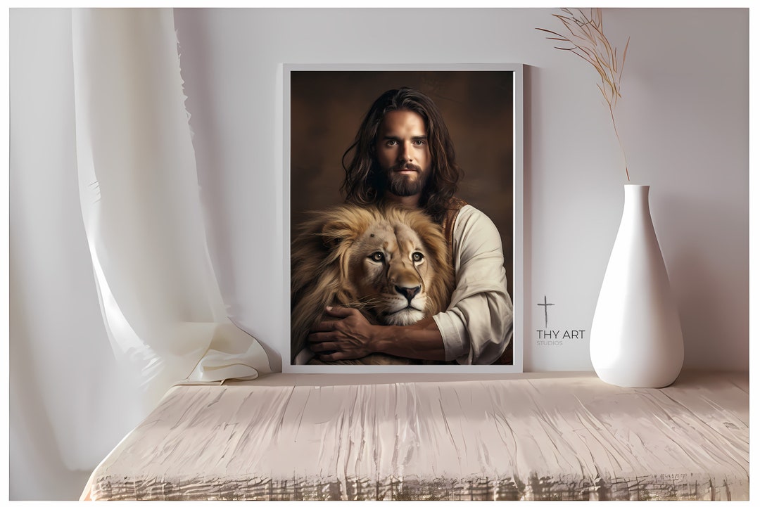 Jesus and Lion of Judah Art, Christian Painting (digital Download) - Etsy