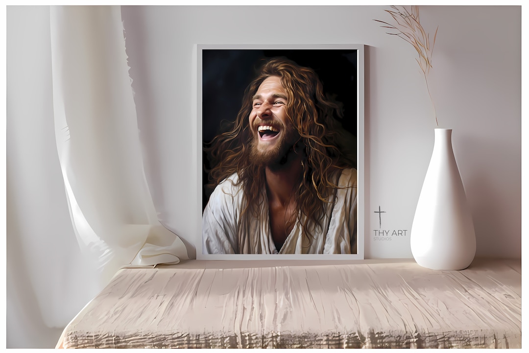 Jesus Smiling, Jesus Canvas Painting, Jesus Modern Art, Religious ...