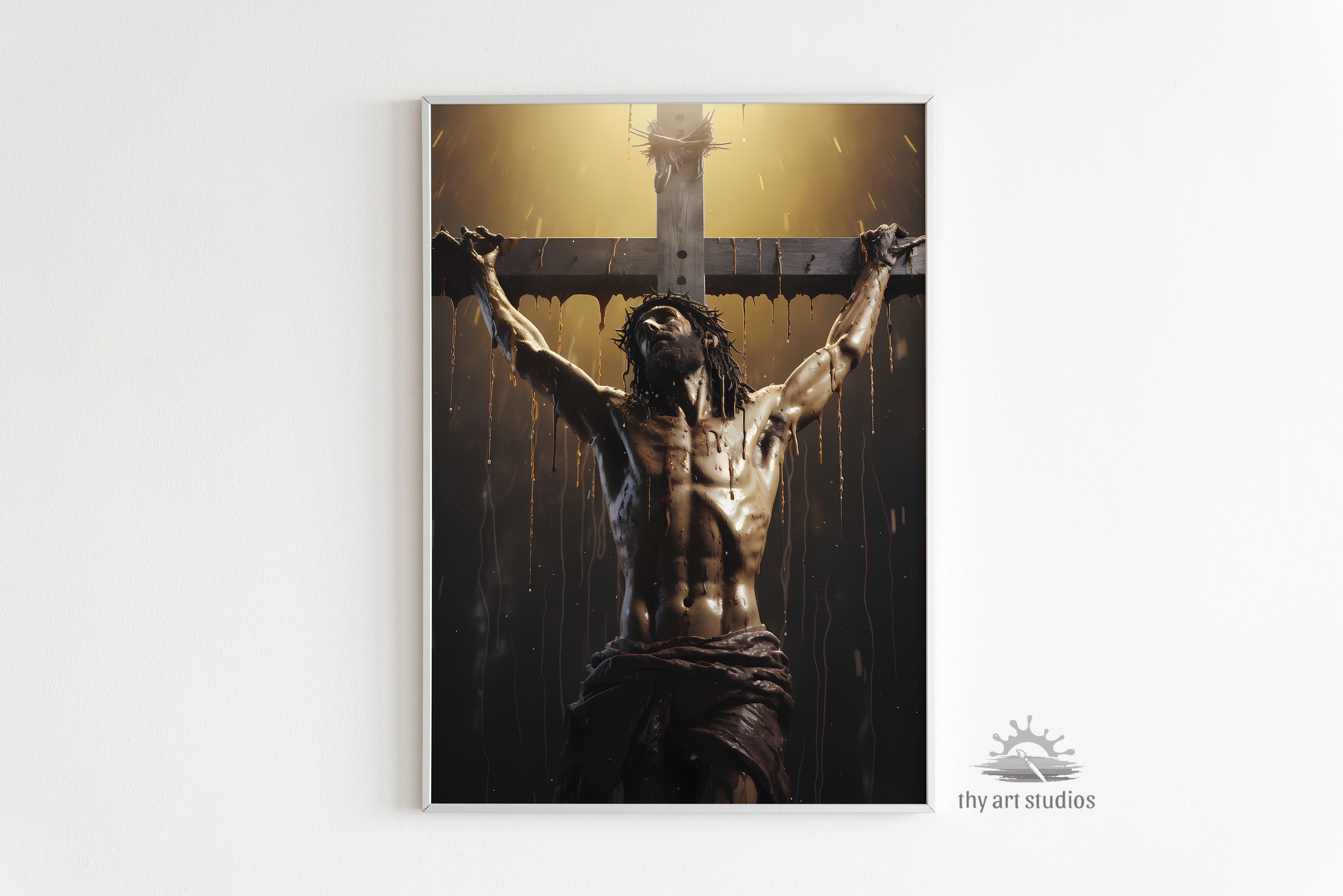 Christ on the Cross Painting, Perspective, Realistic Jesus Painting ...