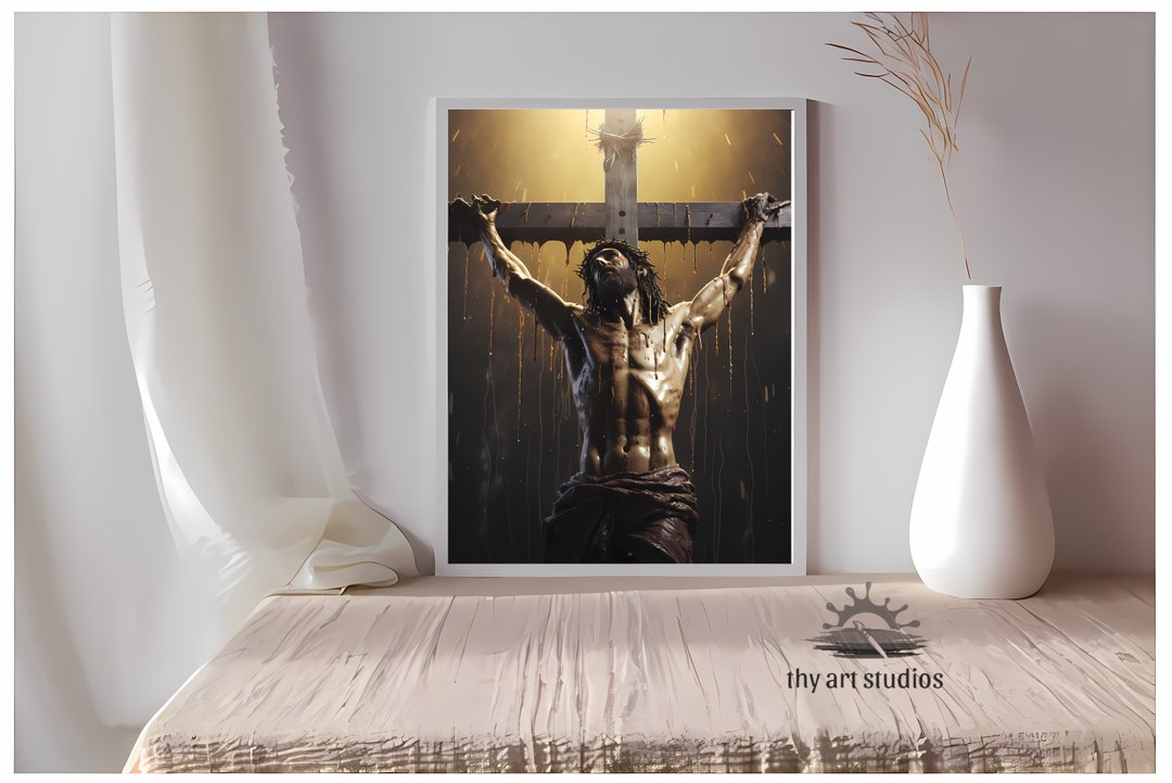 Christ on the Cross Painting, Perspective, Realistic Jesus Painting ...