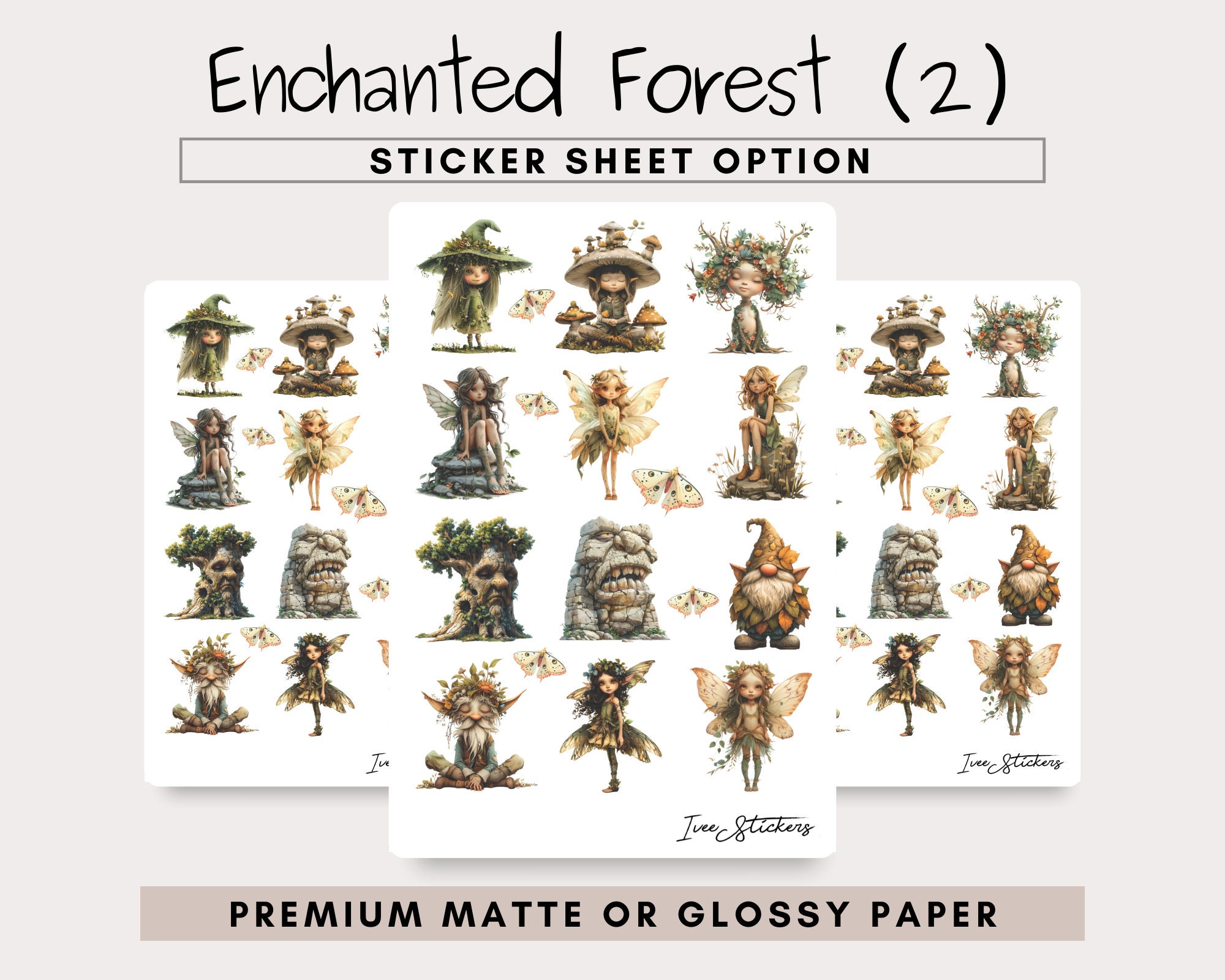 Enchanted Forest Sticker Sheet 2 or Die Cut Stickers Fairy Stickers - Etsy