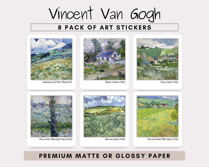 Pegatinas de Vincent Van Gogh Paquete de 8 unidades aleatorias - Etsy ...