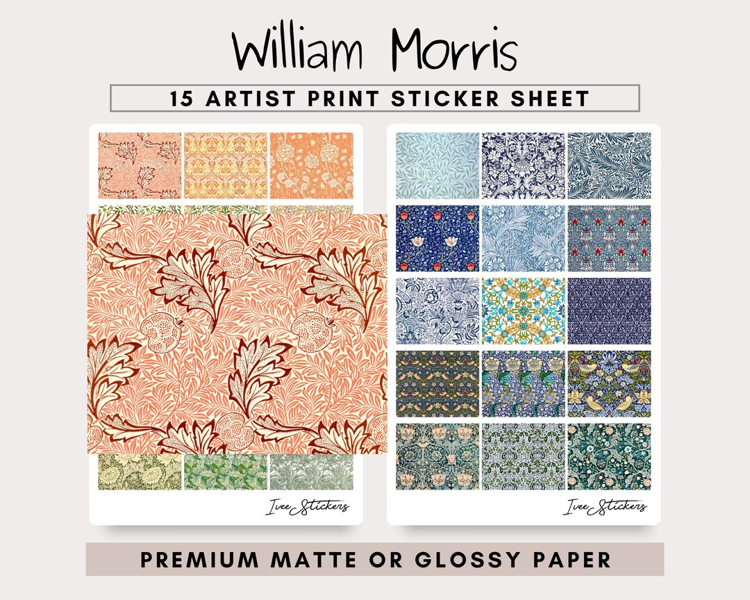 William Morris Sticker Sheet - Fine Art Stickers - Etsy