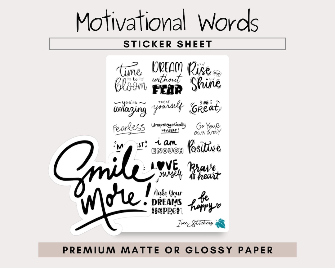 Motivational Words Sticker Sheet Inspiration Word Stickers - Etsy