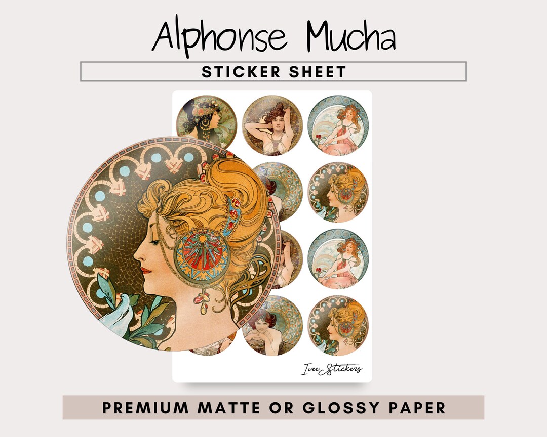 Alphonse Mucha Sticker Sheet Art Nouveau Stickers for Planners ...