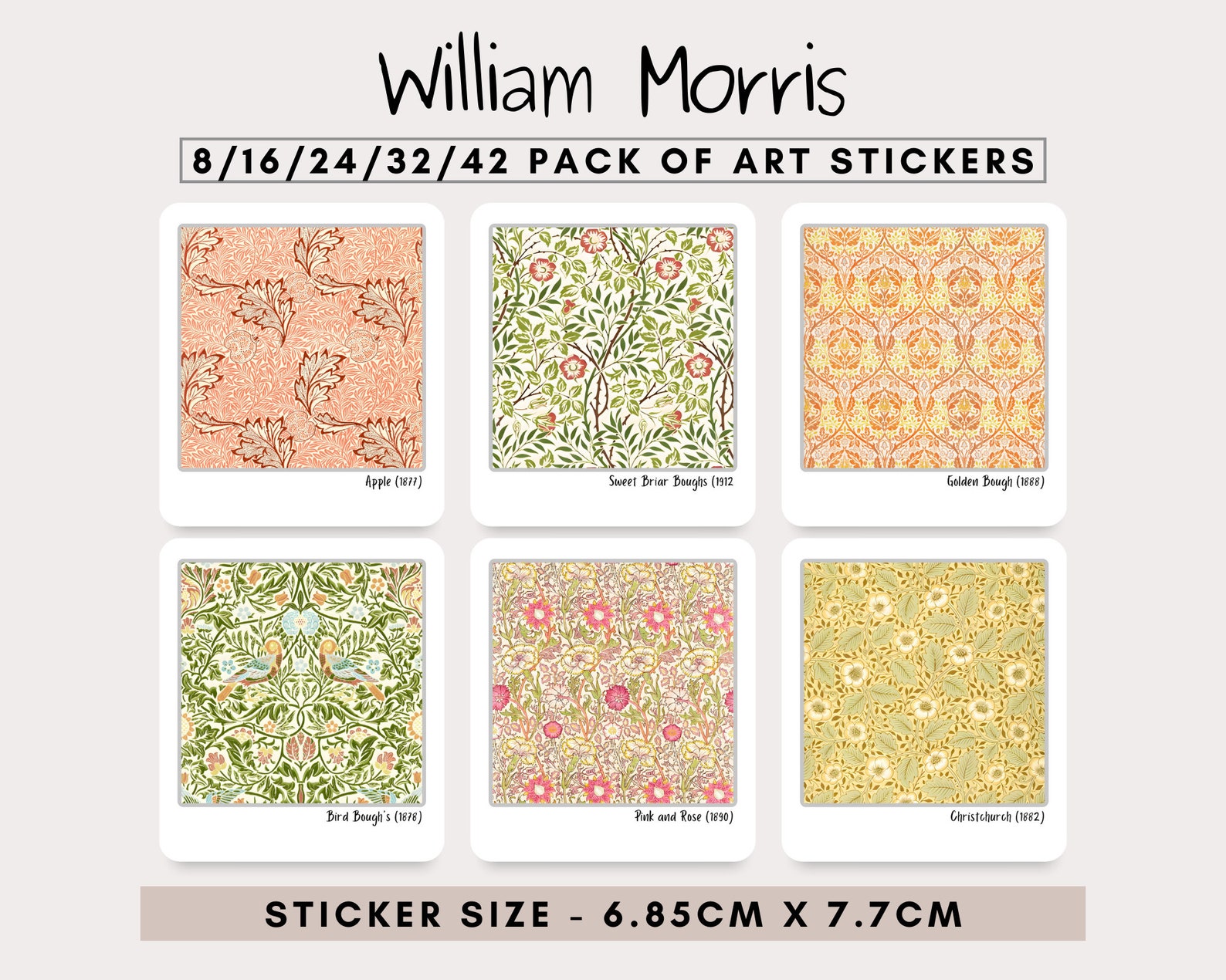 William Morris Stickers Arts & Crafts Stickers - Etsy