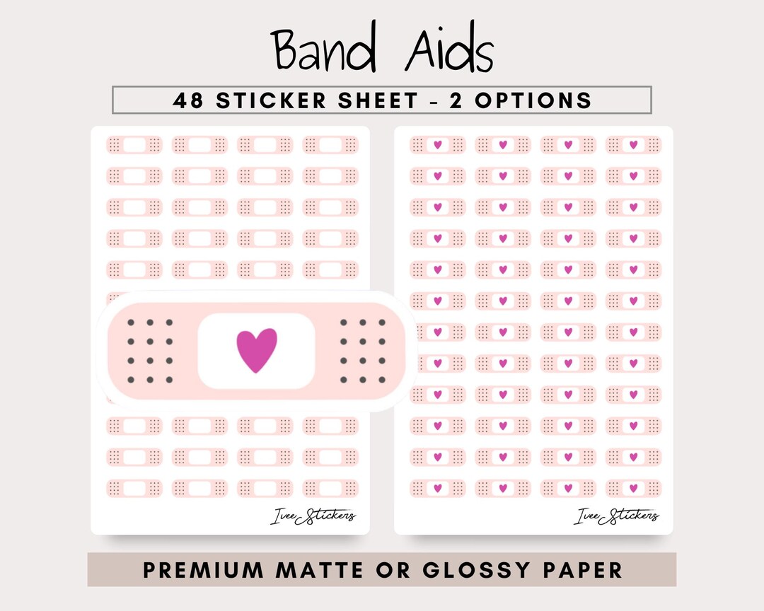 Band Aid Sticker Sheet Band Aid Stickers Plaster Stickers Planner ...