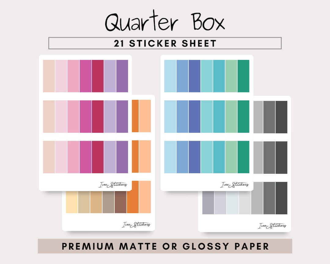 Quarter Box Sticker Sheet Functional Quarter Box Stickers for Planners ...